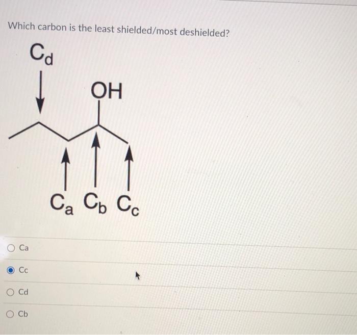 Solved Which carbon is the least shielded/most deshielded? | Chegg.com