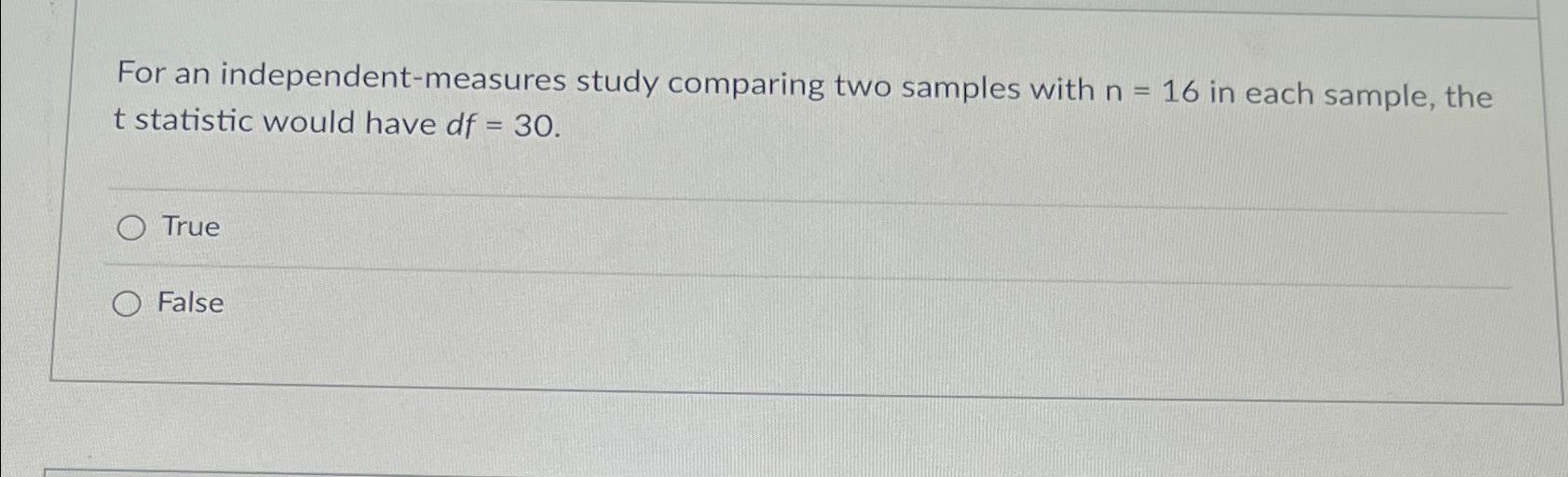 Solved For an independent-measures study comparing two | Chegg.com