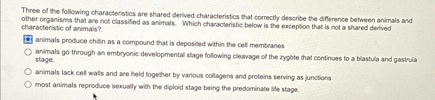 Solved Three of the following characteristics are shared | Chegg.com