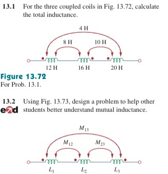 Solved 13.1 For the three coupled coils in Fig. 13.72, | Chegg.com
