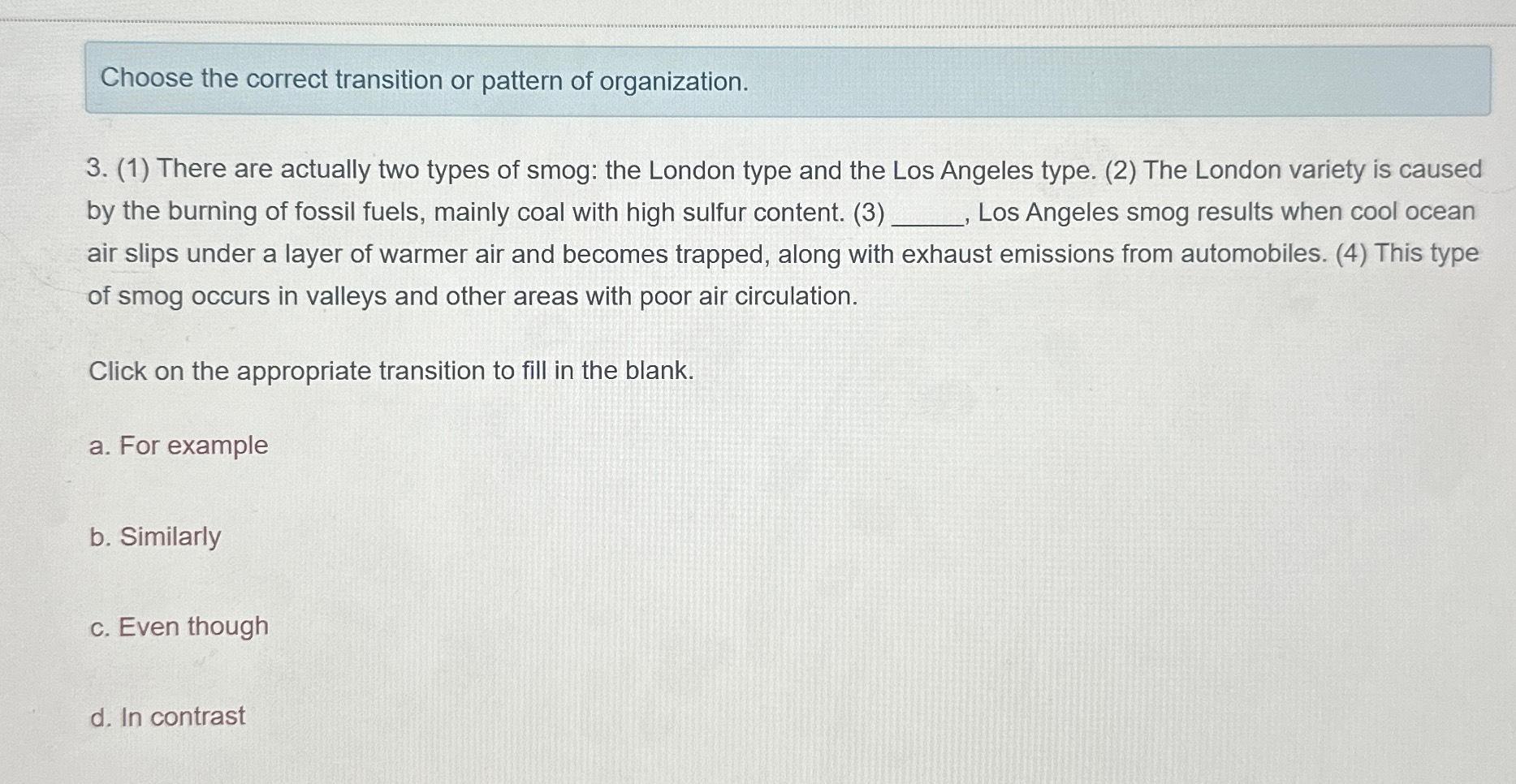 Solved Choose the correct transition or pattern of | Chegg.com