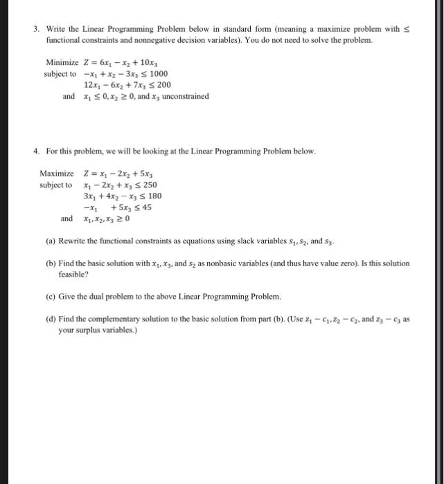 Solved 1 Consider The Following Linear Programming Problem