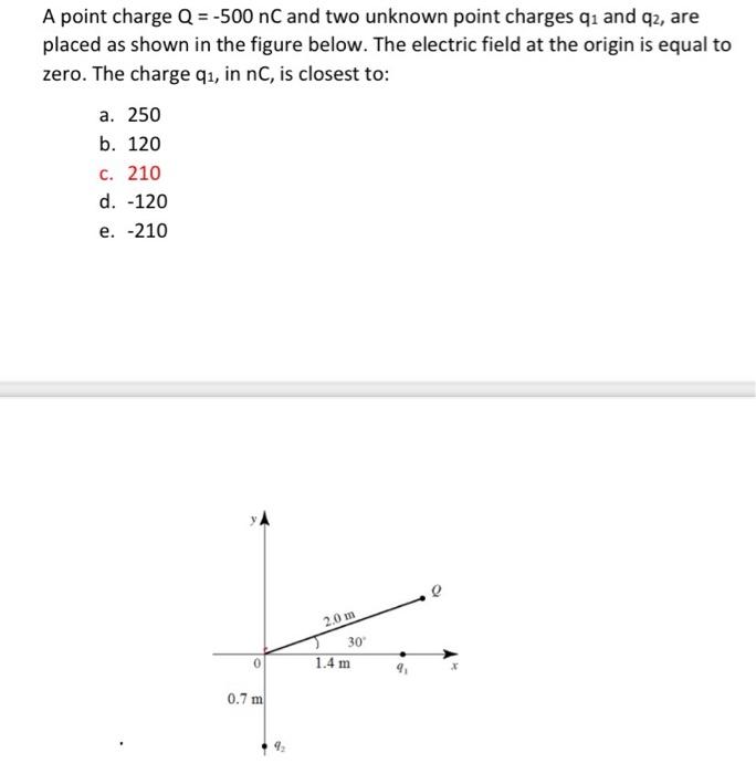 Solved A point charge Q=−500nC and two unknown point charges | Chegg.com Solved A point charge Q=−500nC and two unknown point charges | Chegg.com