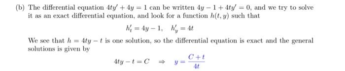 Solved The differential equation 4ty′+4y=1 can be written | Chegg.com