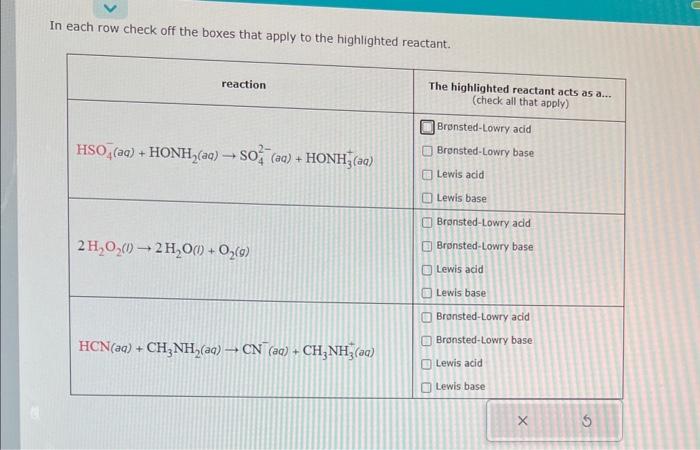 Solved In each row check off the boxes that apply to the | Chegg.com