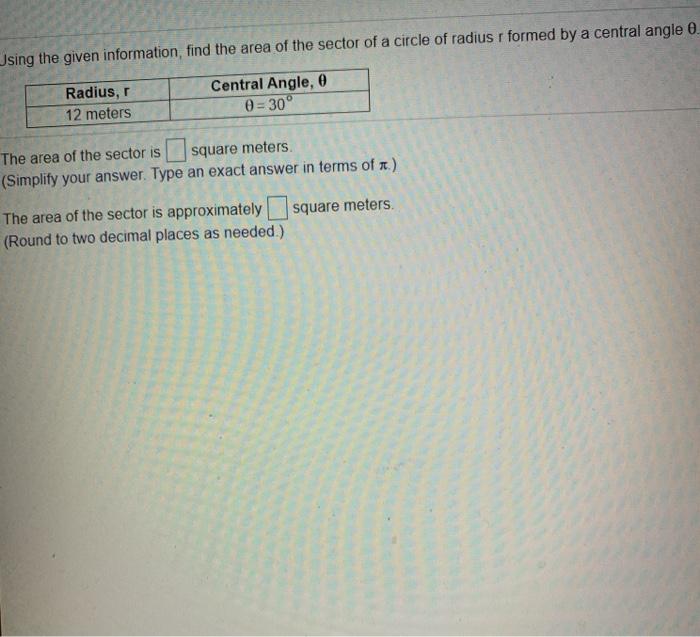 Solved Jsing the given information find the area of the | Chegg.com Solved Jsing the given information find the area of the | Chegg.com