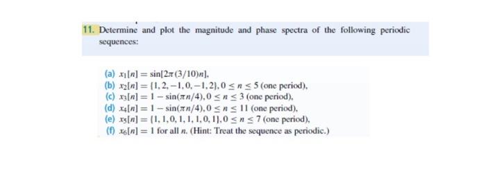 Solved 1. Determine and plot the magnitude and phase spectra | Chegg.com