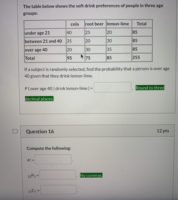 Solved The table below shows the soft drink preferences of | Chegg.com