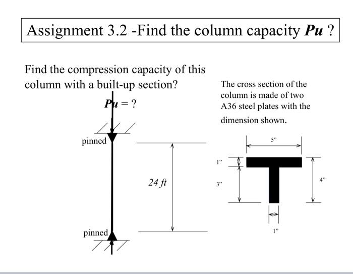 Solved Assignment 3.2 -Find the column capacity Pu ? Find | Chegg.com