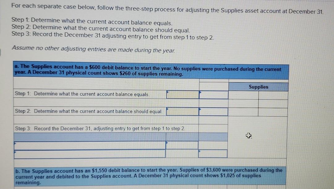 Solved For each separate case below, follow the three-step | Chegg.com