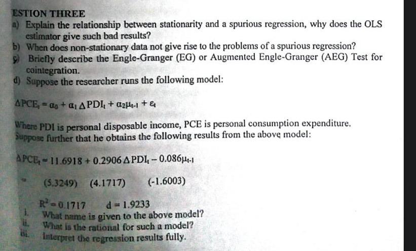 Solved ESTION THREE a) Explain the relationship between | Chegg.com
