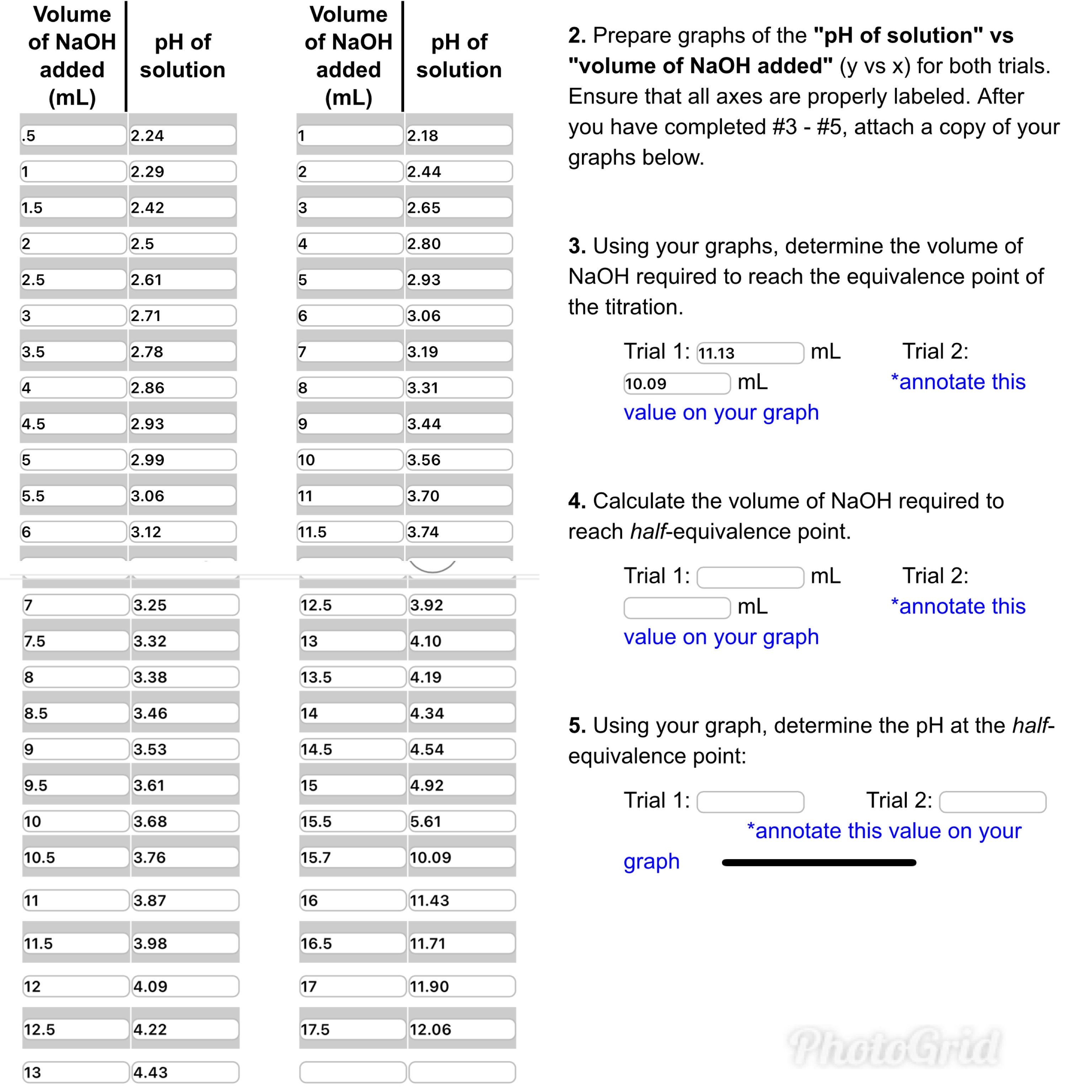 Solved Determine the volume of NaOH required to reach the | Chegg.com