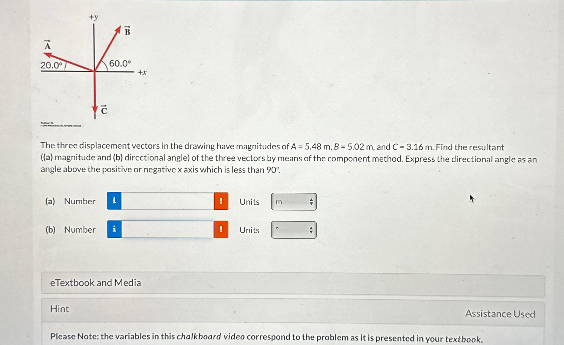 Solved The three displacement vectors in the drawing have | Chegg.com