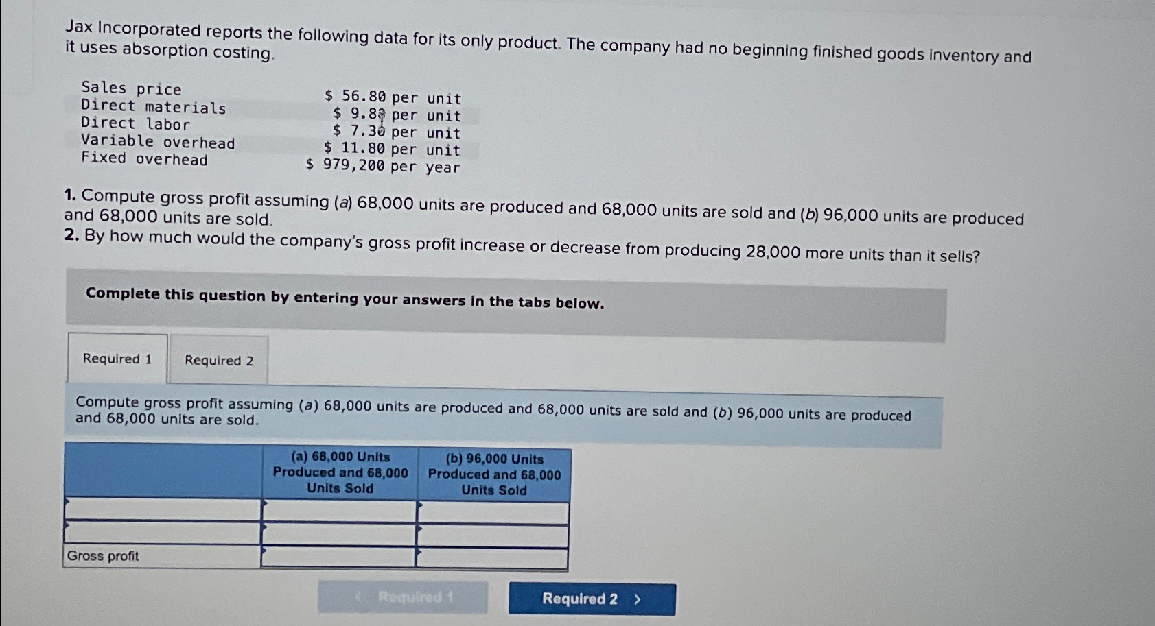 Solved Jax Incorporated reports the following data for its | Chegg.com