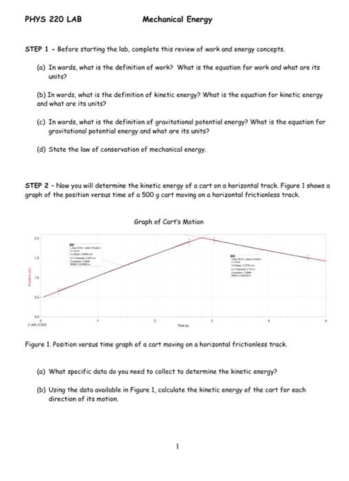 PHYS 220 LAB Mechanical Energy STEP 1 - Before | Chegg.com