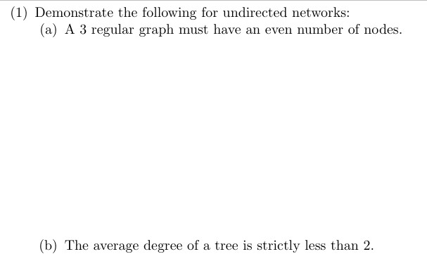 Solved (1) ﻿Demonstrate the following for undirected | Chegg.com