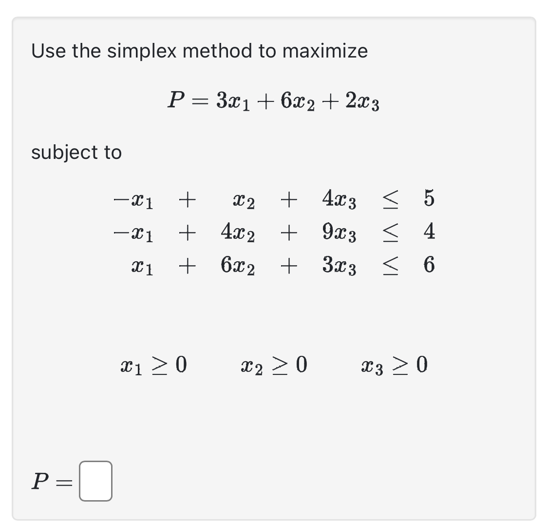 Solved Use the simplex method to | Chegg.com