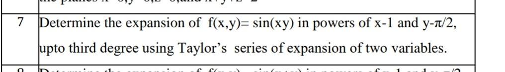 Solved 7 Determine the expansion of f(x,y)=sin(xy) in powers | Chegg.com