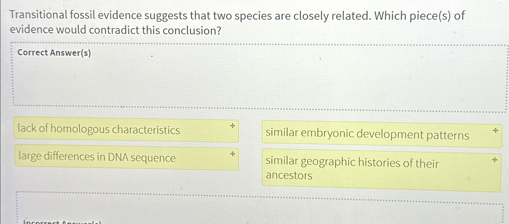 Solved Transitional fossil evidence suggests that two | Chegg.com