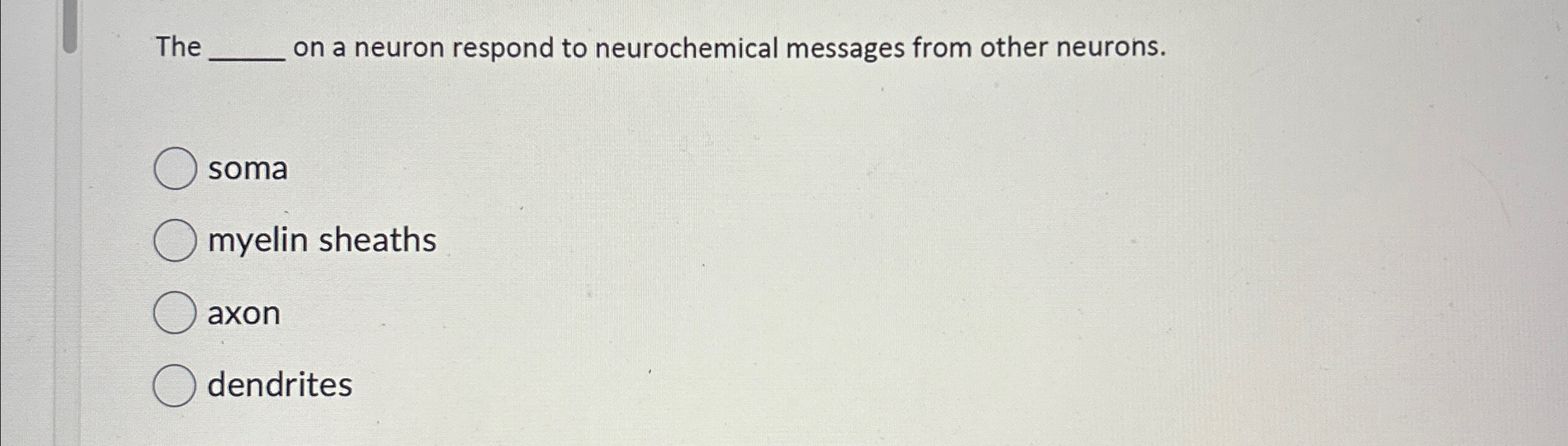 Solved The q, ﻿on a neuron respond to neurochemical messages | Chegg.com