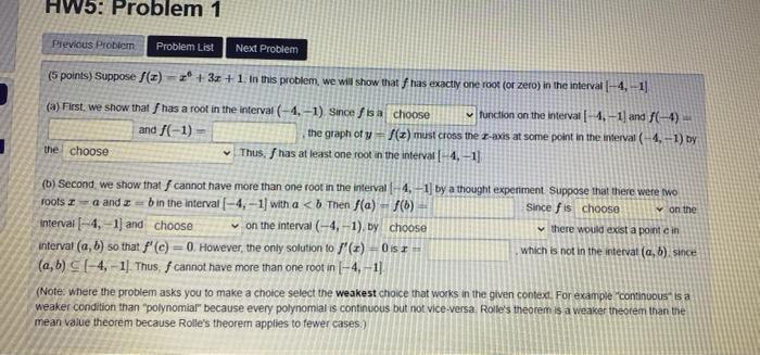 Solved HW5: Problem 1 Previous Problem Problem List Next | Chegg.com