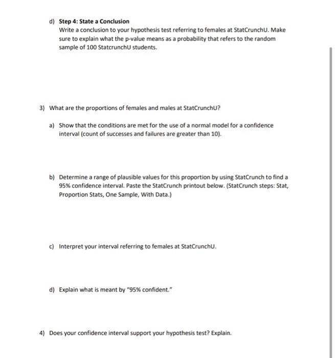 Solved Please Help Me Answer 1-4. Must use Statcrunch and | Chegg.com