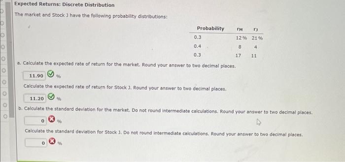 Solved Expected Returns: Discrete Distribution The market | Chegg.com