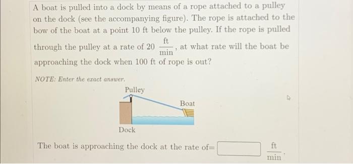 Solved A boat is pulled into a dock by means of a rope | Chegg.com