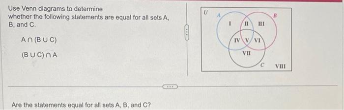 Solved Use Venn diagrams to determine whether the following | Chegg.com