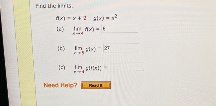 Solved Find The Limits F X X 2g X X2 A Limx→4f X B