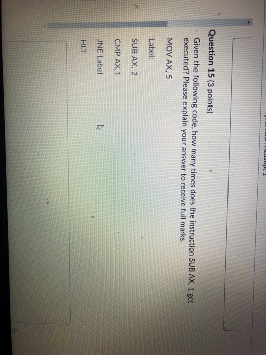 Solved трет Question 15 (3 points) Given the following code, | Chegg.com