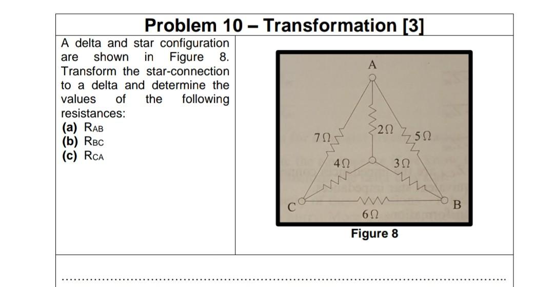 Solved Problem 10 – Transformation [3] A delta and star | Chegg.com