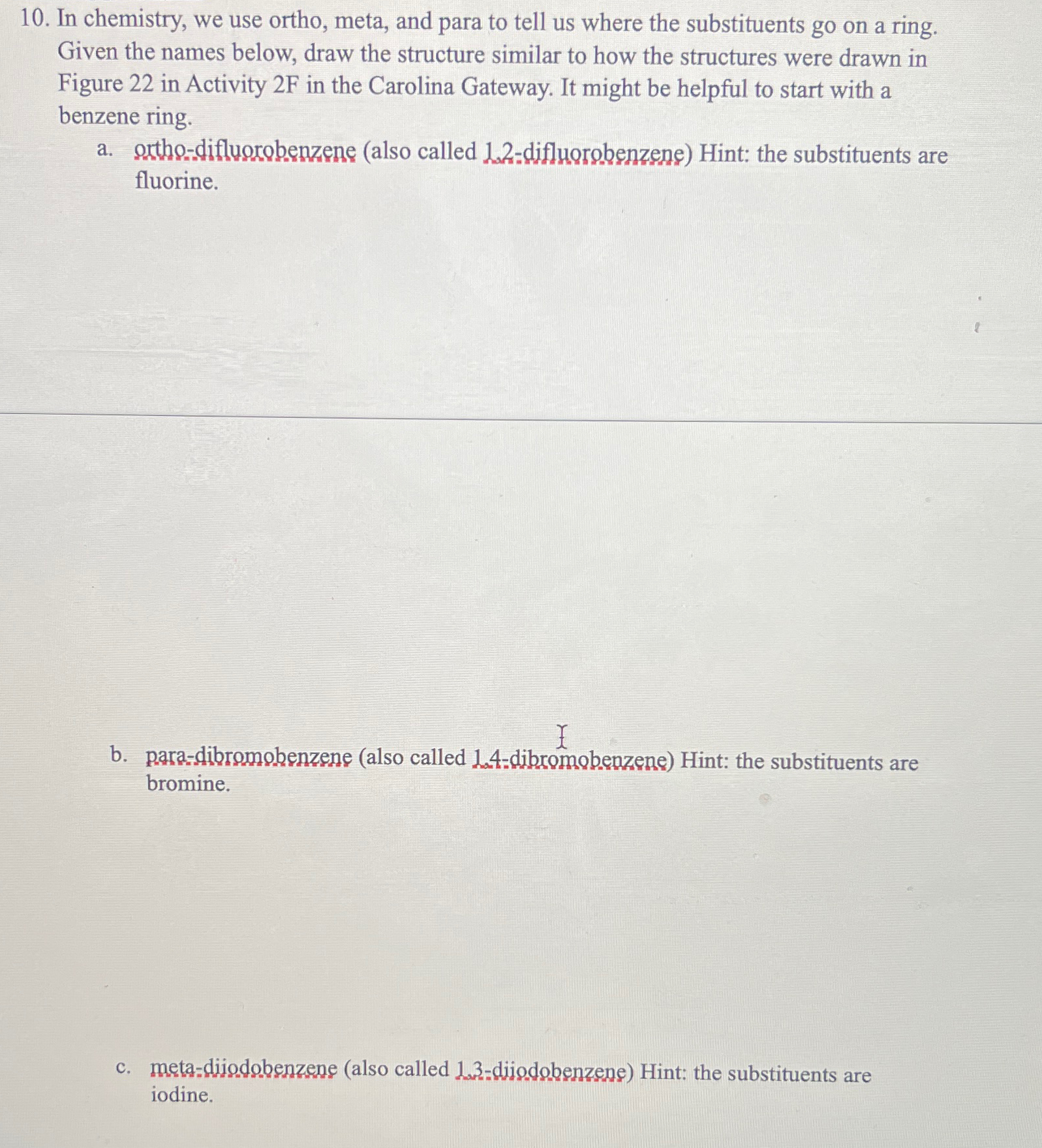 Solved In chemistry, we use ortho, meta, and para to tell us | Chegg.com