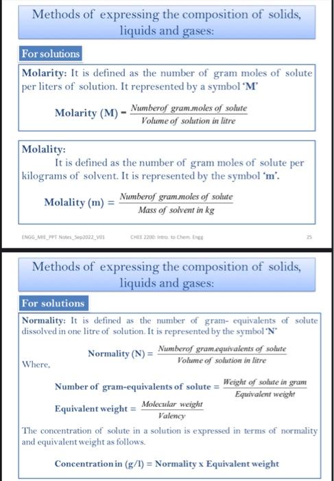 Solved Methods of expressing the composition of solids, | Chegg.com