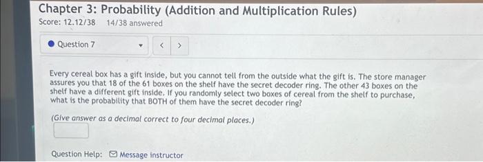 Solved Chapter 3: Probability (Addition and Multiplication | Chegg.com