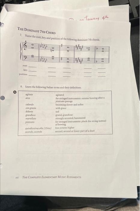 THE DOMINANT 7 TH CHORD 4. Add accidentals to the | Chegg.com