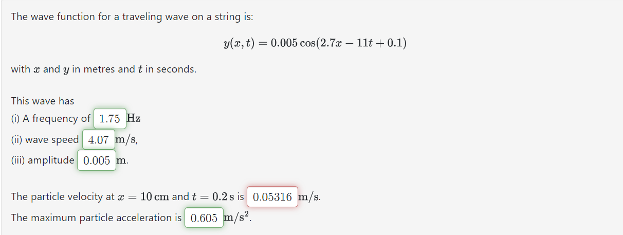 Solved The wave function for a traveling wave on a string | Chegg.com