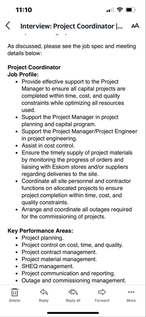 Solved 11:10Interview: Project Coordinator |...AAAs | Chegg.com