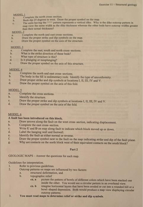Solved Exercise 11 - Structural geology b it MODEL Complete | Chegg.com