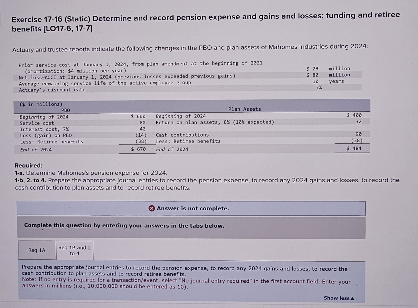 Solved Exercise 17-16 (Static) ﻿Determine and record pension | Chegg.com