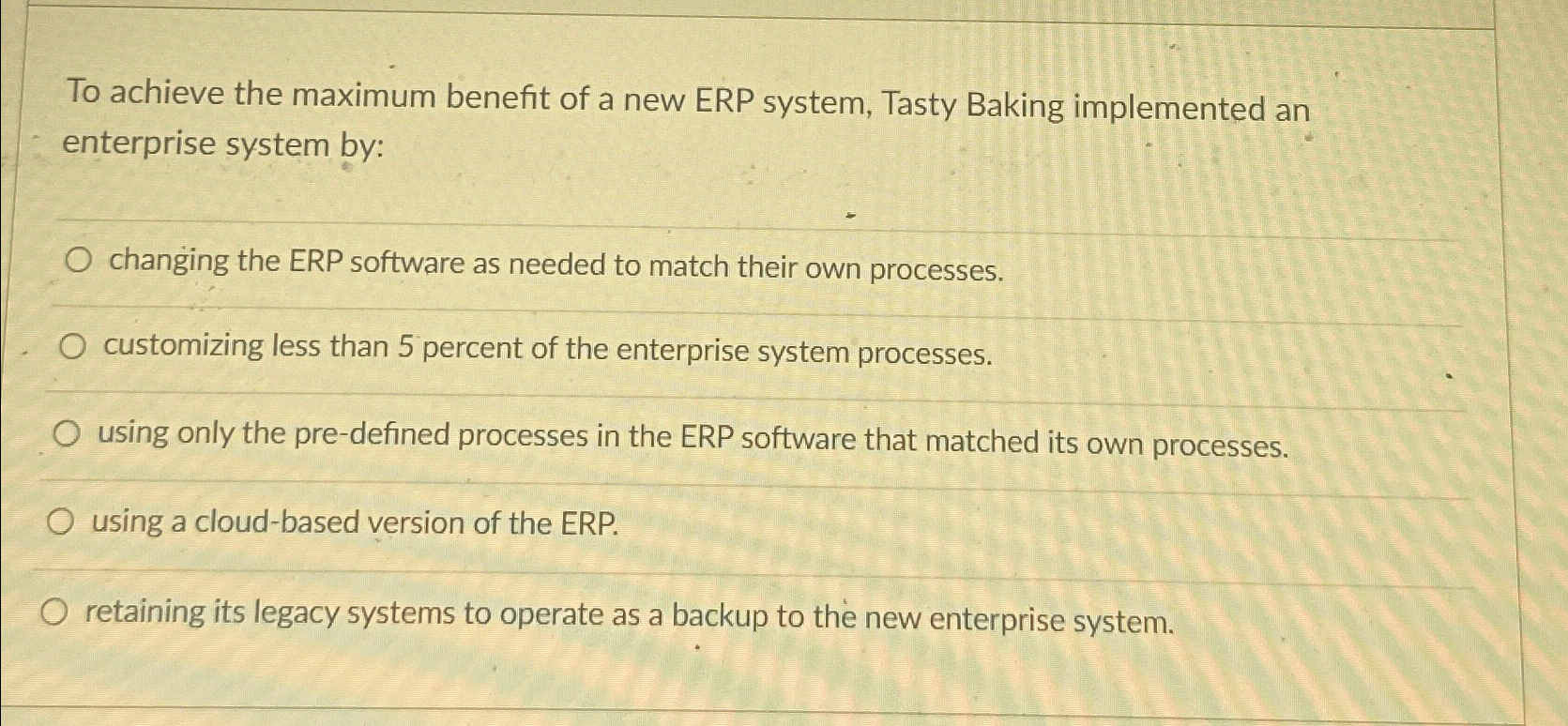 Solved To achieve the maximum benefit of a new ERP system, | Chegg.com