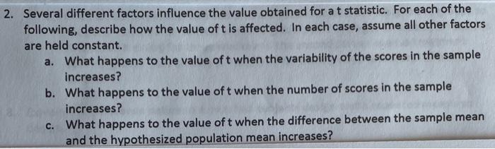 Solved 2. Several different factors influence the value | Chegg.com