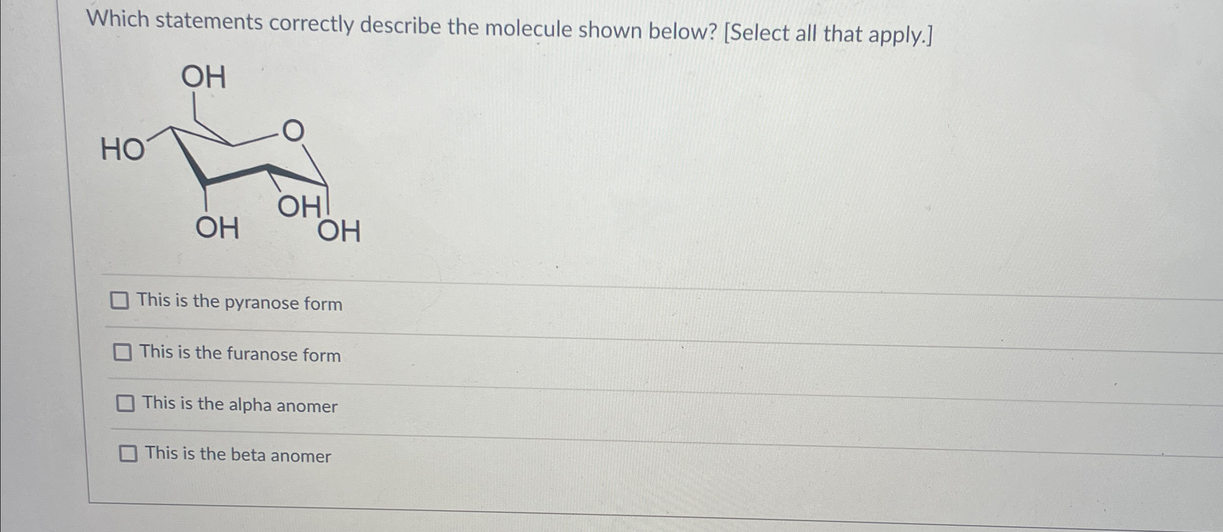 Solved Which statements correctly describe the molecule | Chegg.com