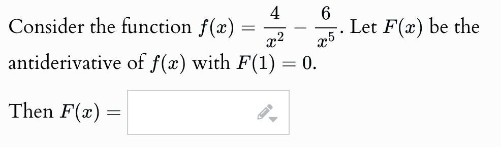 Solved Consider the function f(x)=4x2-6x5. ﻿Let F(x) ﻿be | Chegg.com