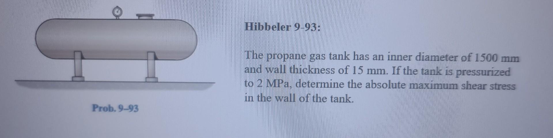 Solved Hibbeler 9-93: The propane gas tank has an inner | Chegg.com