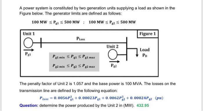 Solved A power system is constituted by two generation units | Chegg.com