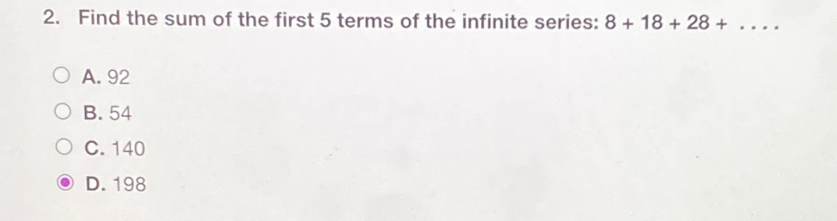 Solved Find the sum of the first 5 ﻿terms of the infinite | Chegg.com
