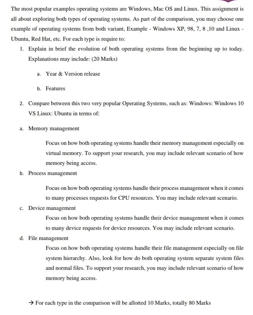 Solved The most popular examples operating systems are | Chegg.com