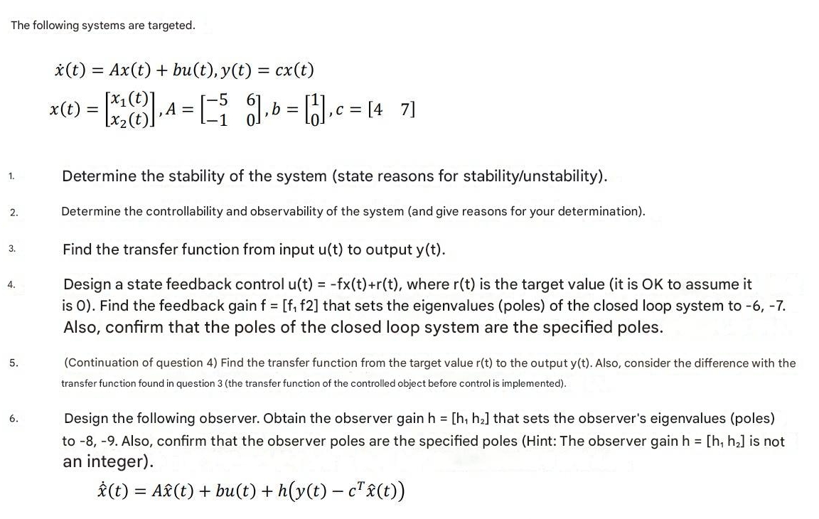 Solved The following systems are | Chegg.com