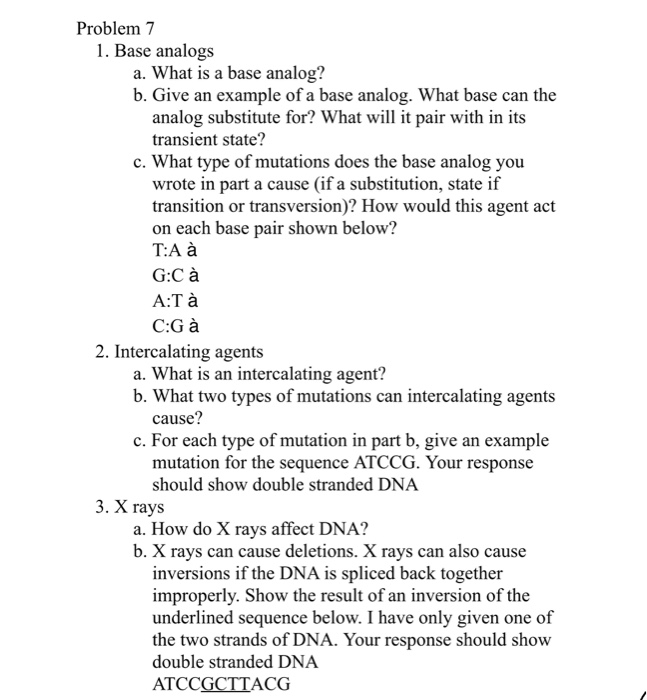 Solved Problem 7 1. Base analogs a. What is a base analog? | Chegg.com